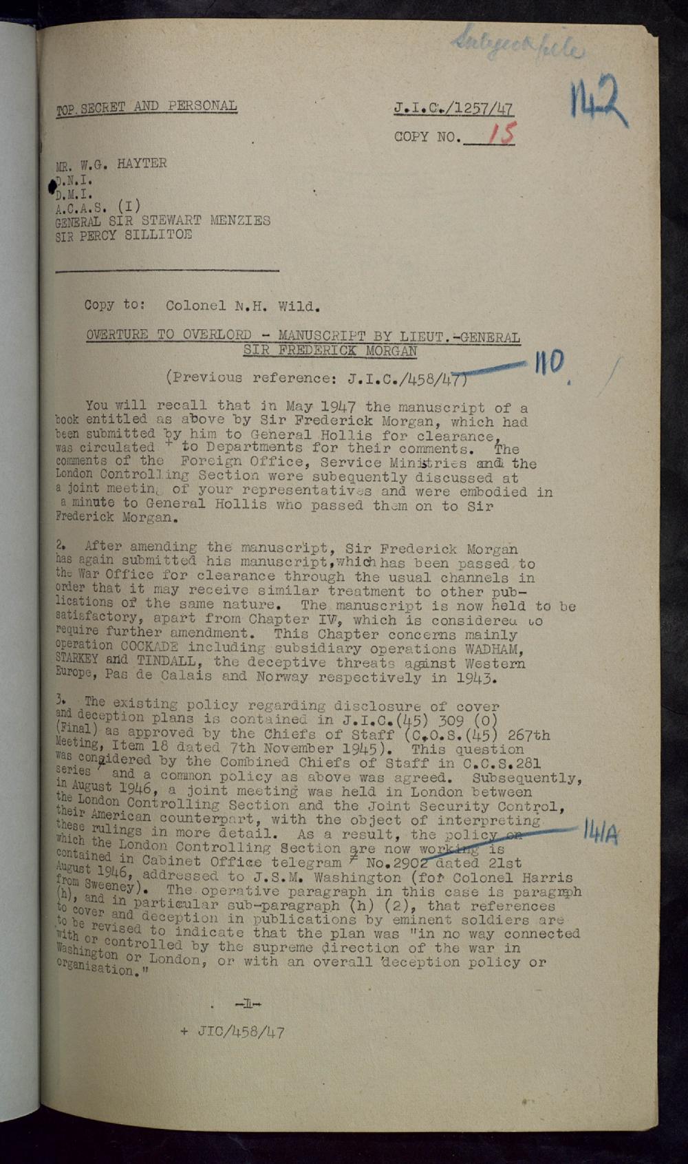 Overture to Overlord - Manuscript by Lieut-General Sir Frederick Morgan ...