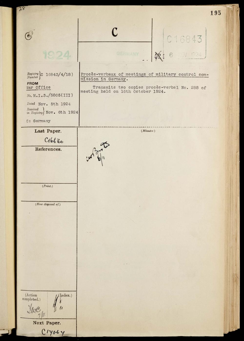 Procés-verbaux of meetings of military control commission in Germany ...