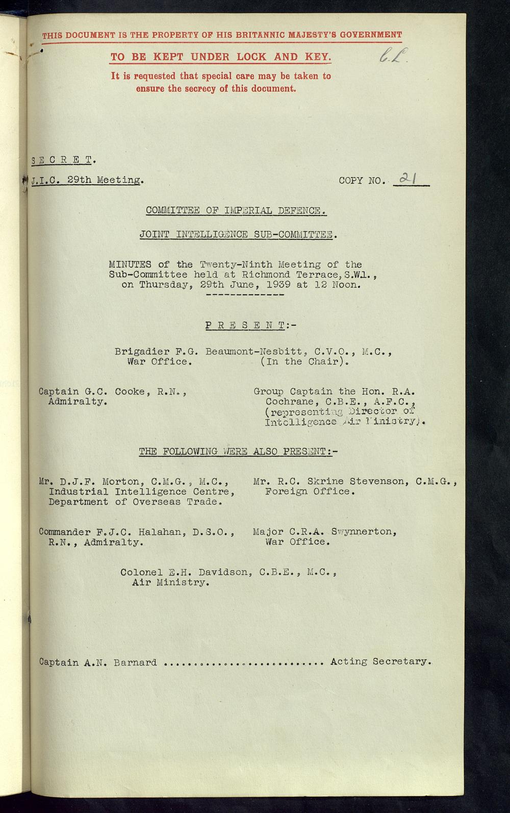1. Rec-Constitution of the Joint Intelligence Sub-Committee | History ...