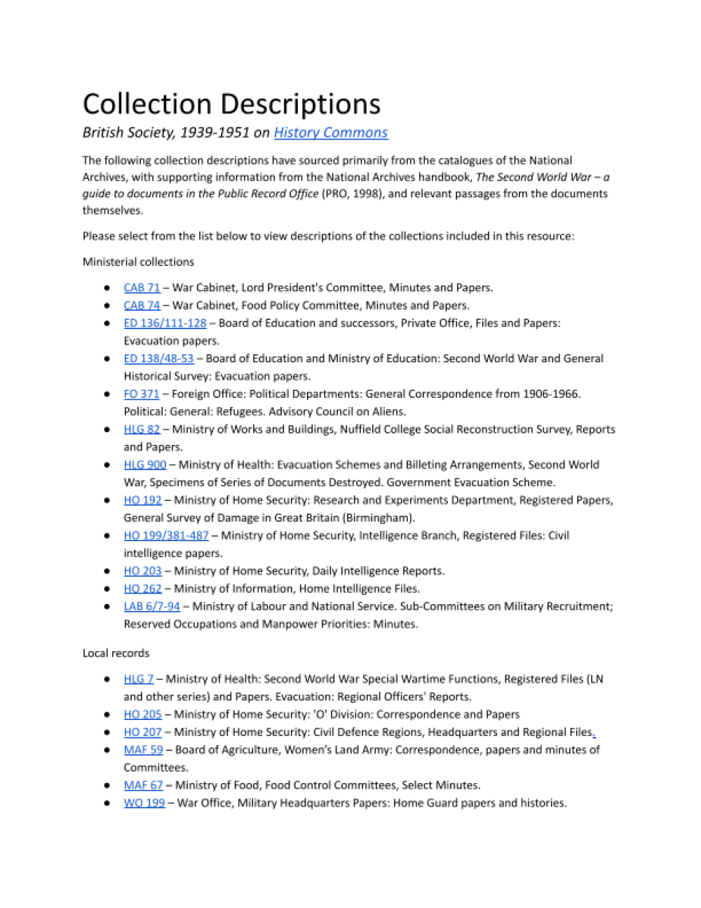 British Society, 1939-1951 - Collection Descriptions | History Commons