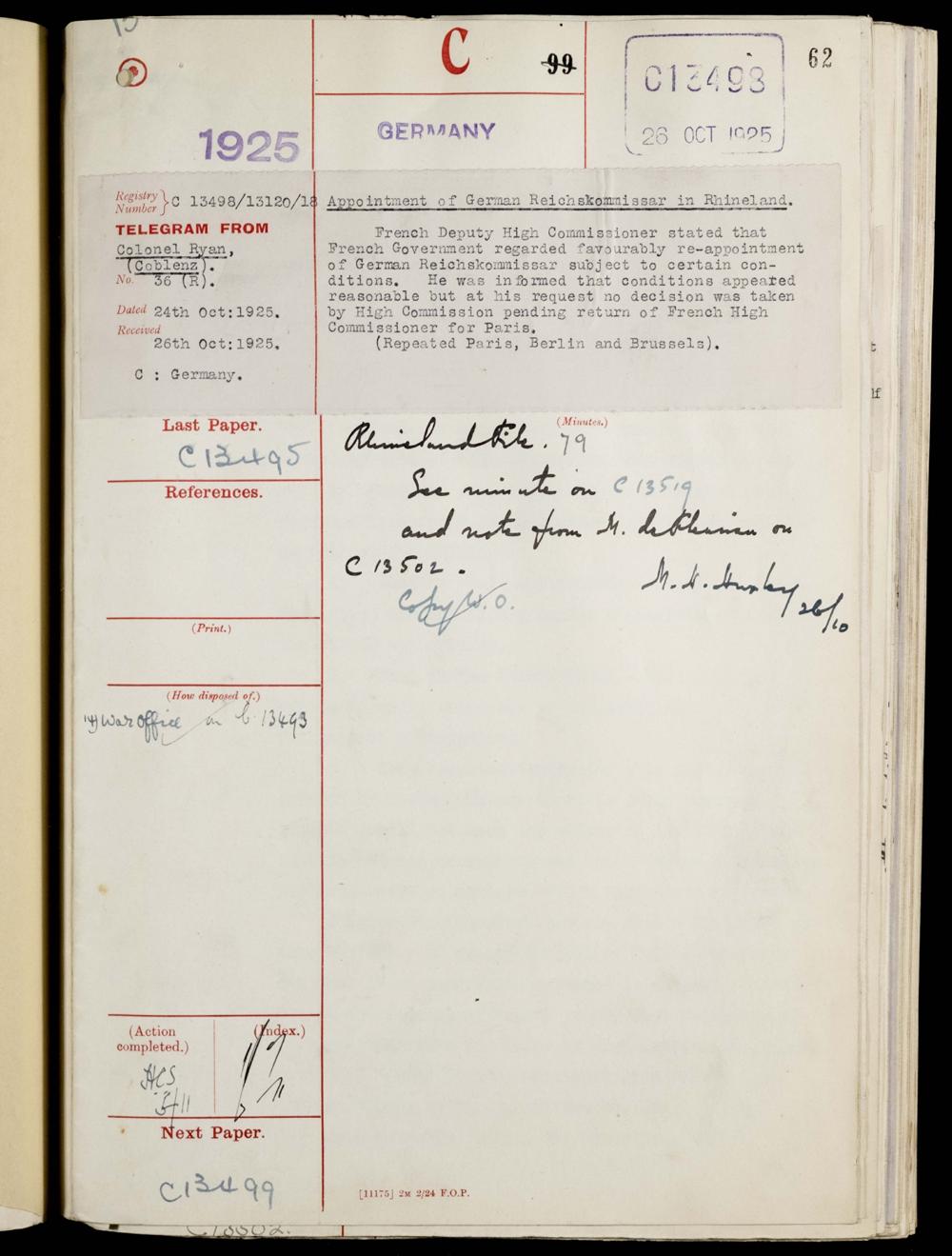 Appointment of German Reichskommissar in Rhineland | History Commons